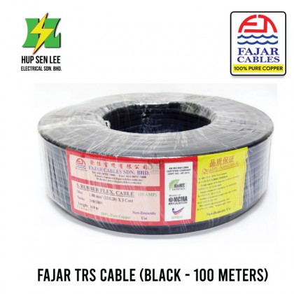 FAJAR 2CX0.75MM TRS SYNTHETIC RUBBER FLEXIBLE CABLE (BLACK) - 100 METERS