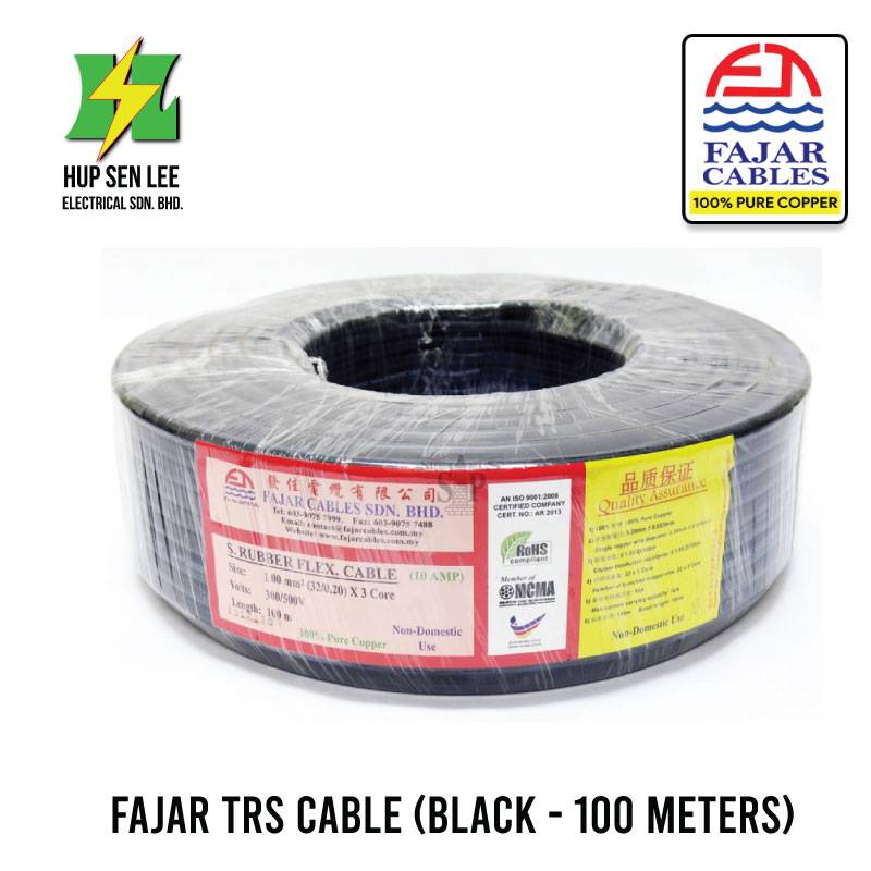 FAJAR 5 CORE TRS SYNTHETIC RUBBER FLEXIBLE CABLE (BLACK) - 100 METERS